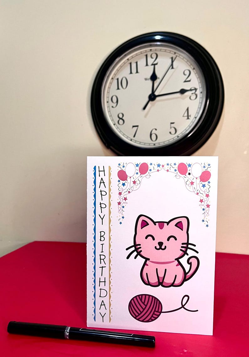 Printable Kitten Birthday Card | for Kids | for Animal Lovers | Instant ...