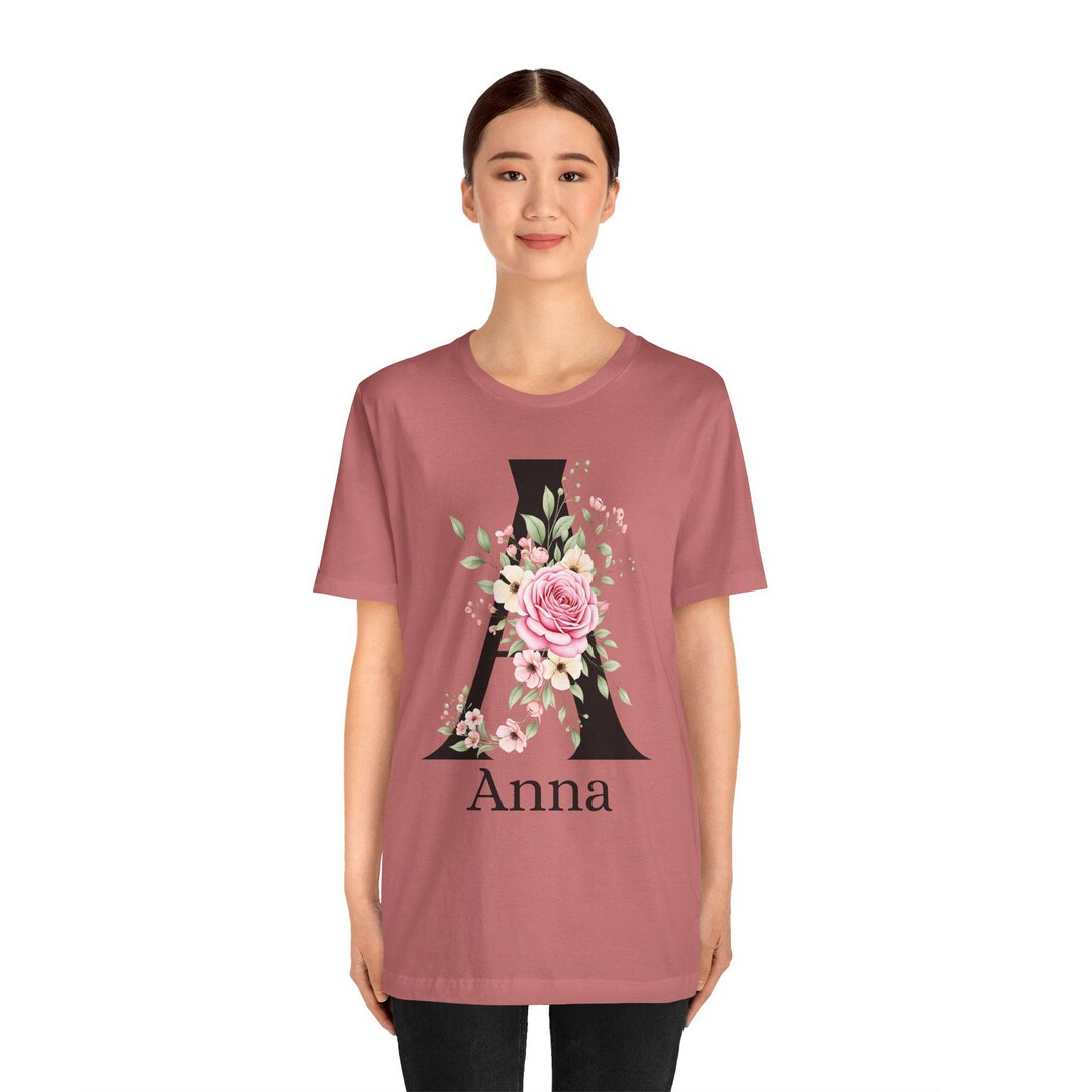 Floral Alphabet A Tee | Letter A Floral Monogram Shirt - Etsy