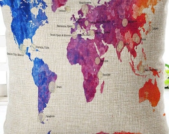 World map pillow | Etsy