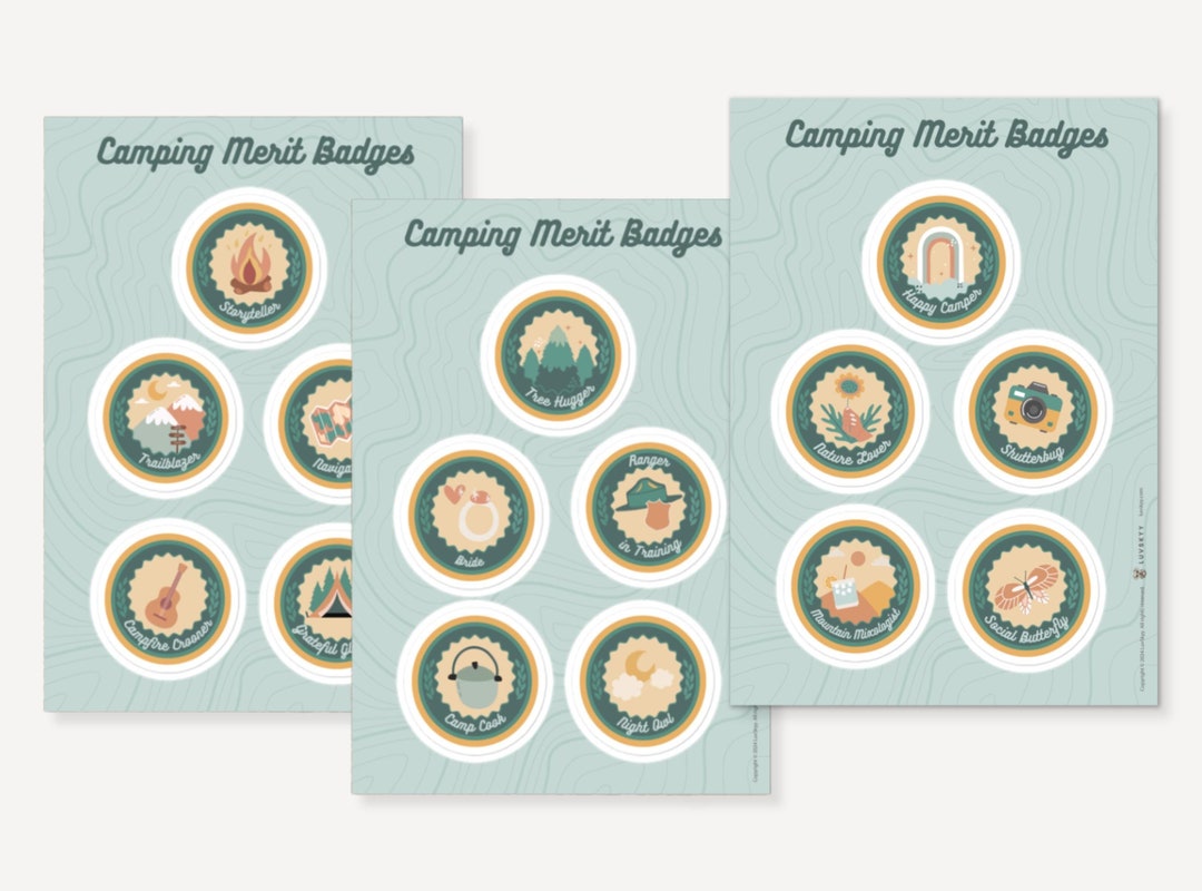 Camping Outdoor Merit Badge Stickers | Party Favors for Camp ...