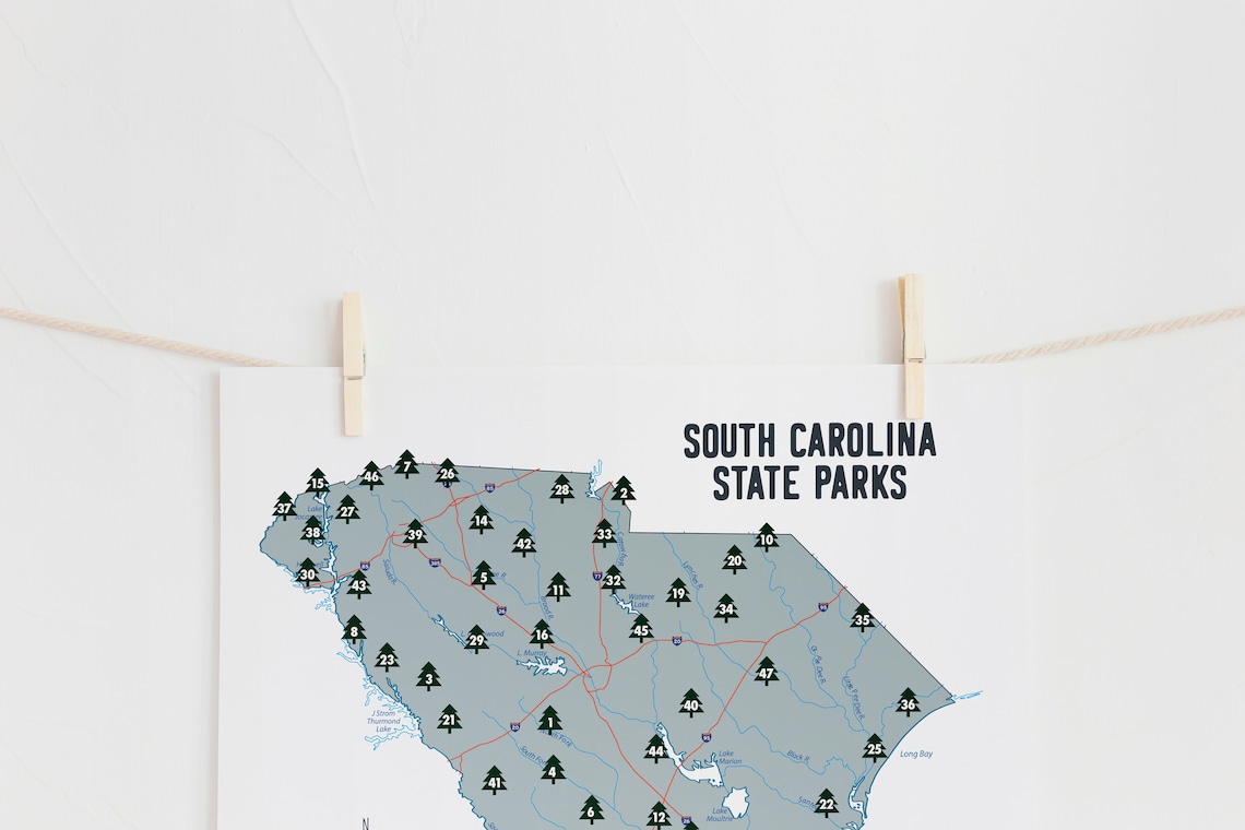South Carolina State Parks Map South Carolina State Parks - Etsy