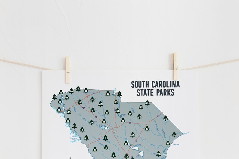 South Carolina State Parks Map South Carolina State Parks - Etsy