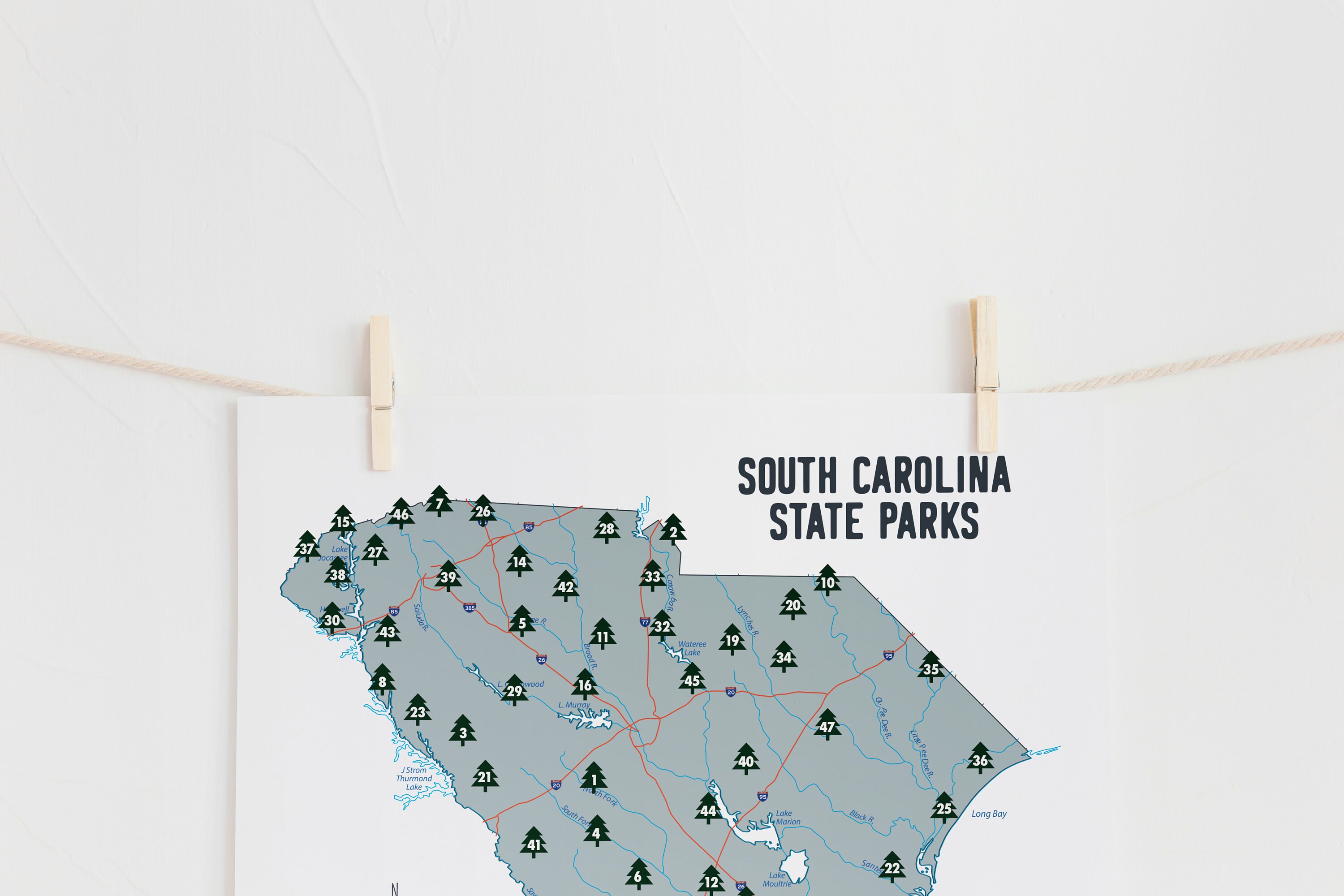 South Carolina State Parks Map South Carolina State Parks - Etsy Canada