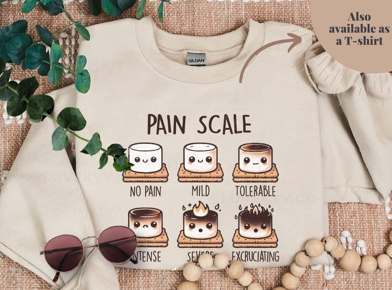 Funny Nurse Sweatshirt, Pain Scale Sweater, S'mores Camping Shirt Gift ...