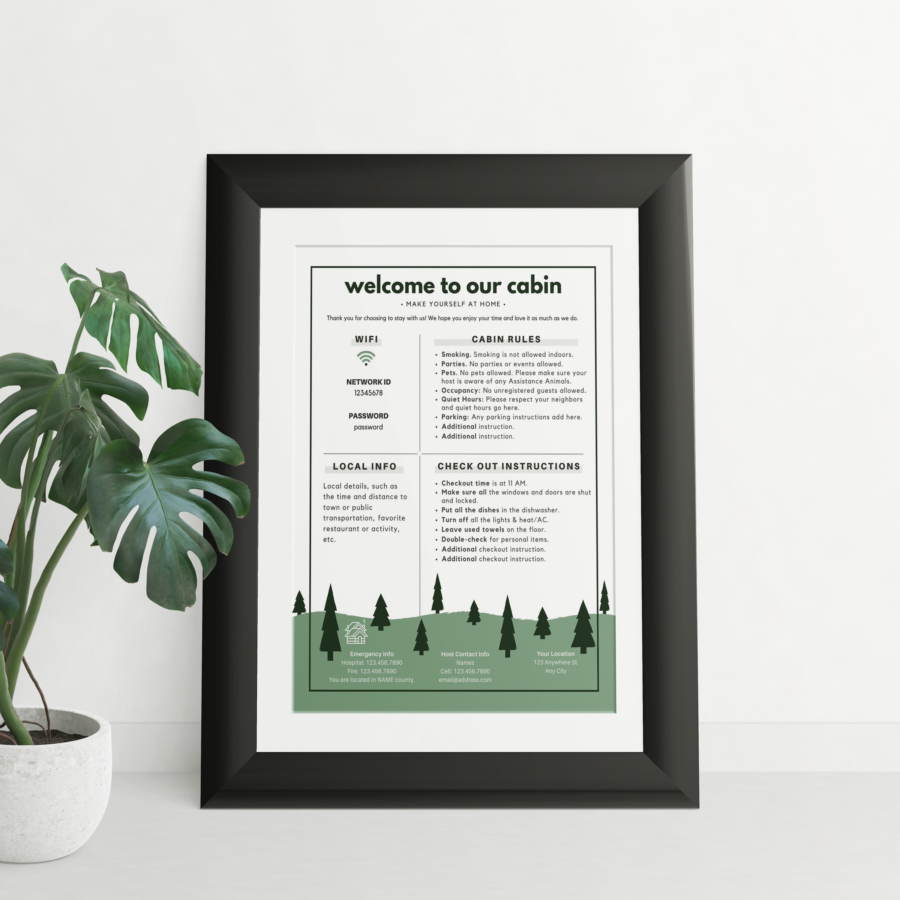 Editable Cabin Rental Welcome Sign Vacation Rental Property - Etsy