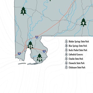 Alabama State Parks Map Printable Gift, Hiking Tracker for Hikers ...