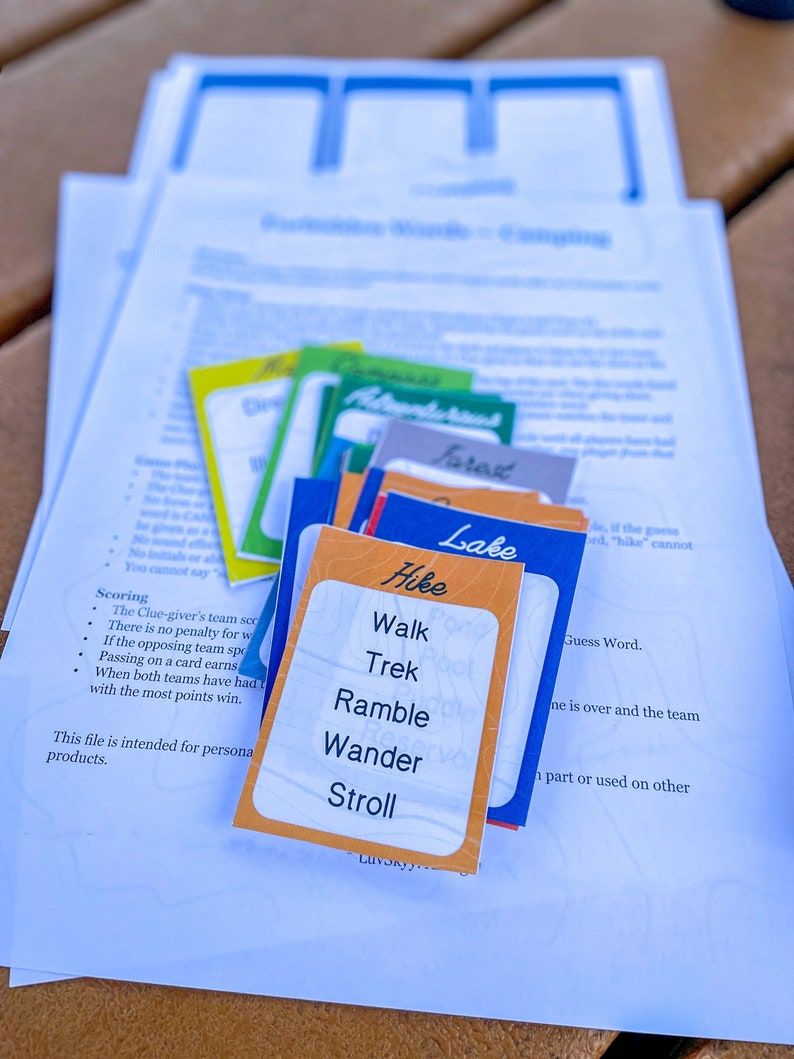 Forbidden Words Printable Activity Cards for Family Game Night or ...