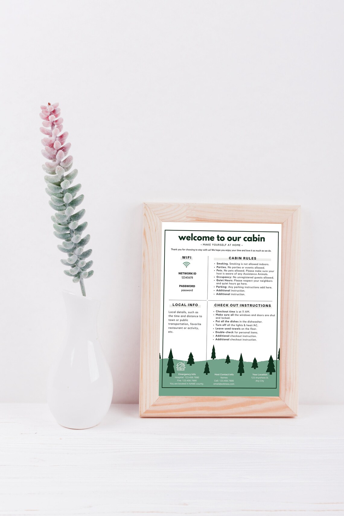 Editable Cabin Rental Welcome Sign Vacation Rental Template - Etsy