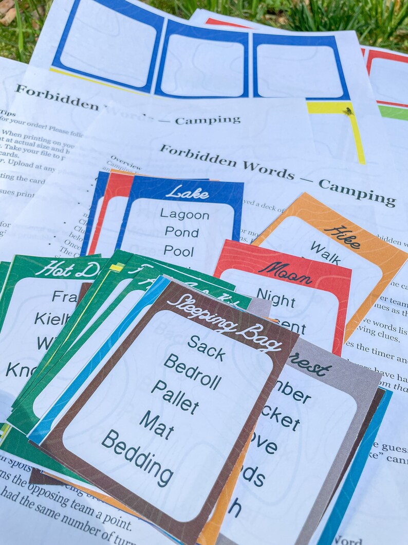 Forbidden Words Printable Activity Cards for Family Game Night or ...