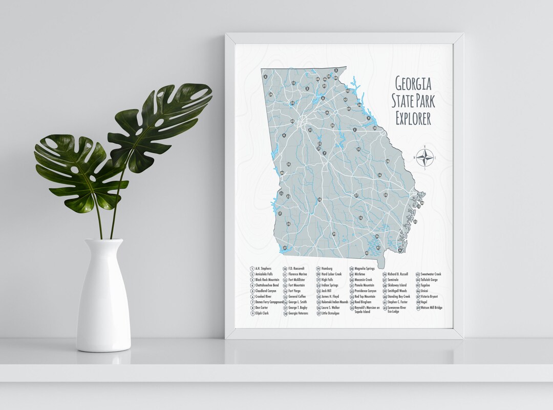 Georgia State Parks Map, Georgia State Parks Checklist, Hiking Gift ...