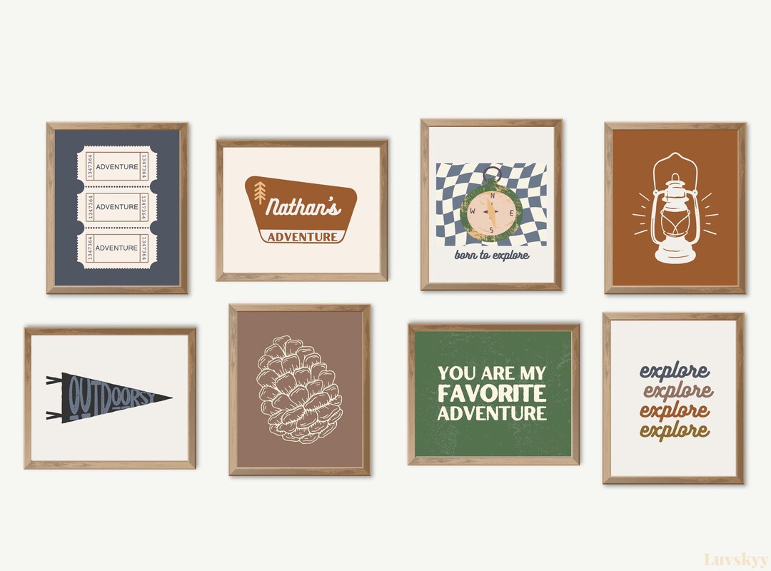 Outdoor Kids Nursery Art Bundle, Camp Theme Printable Wall Decor ...