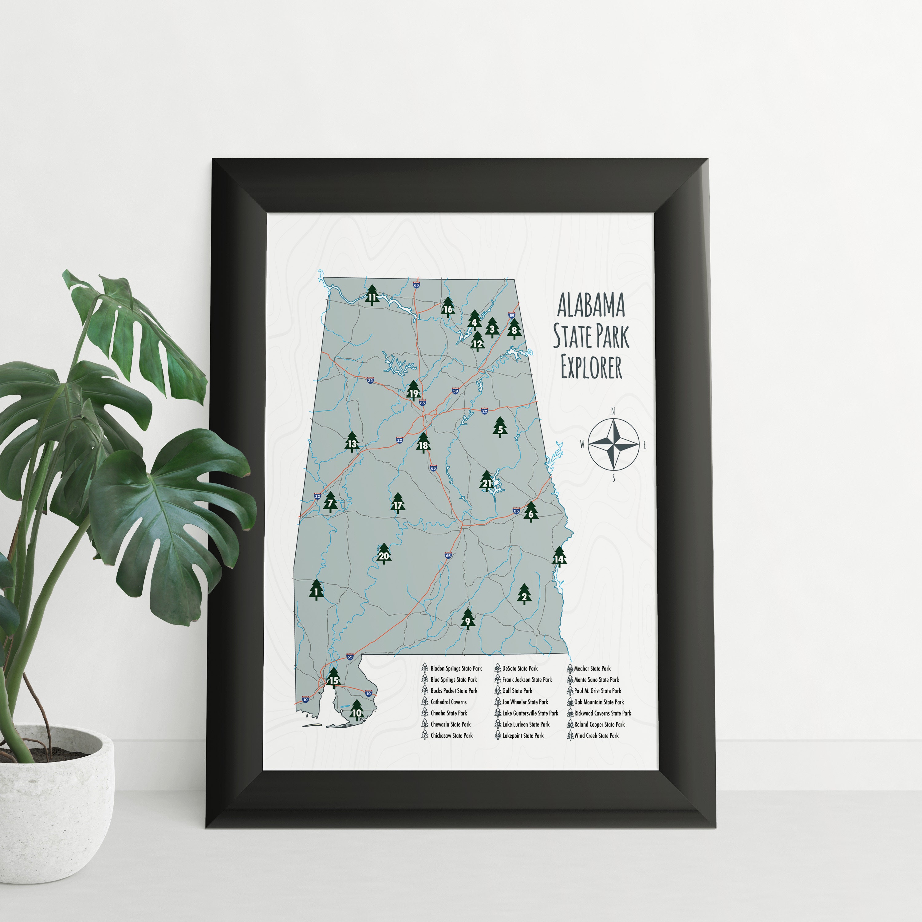 Alabama State Parks Map Alabama State Parks Checklist Hiking - Etsy