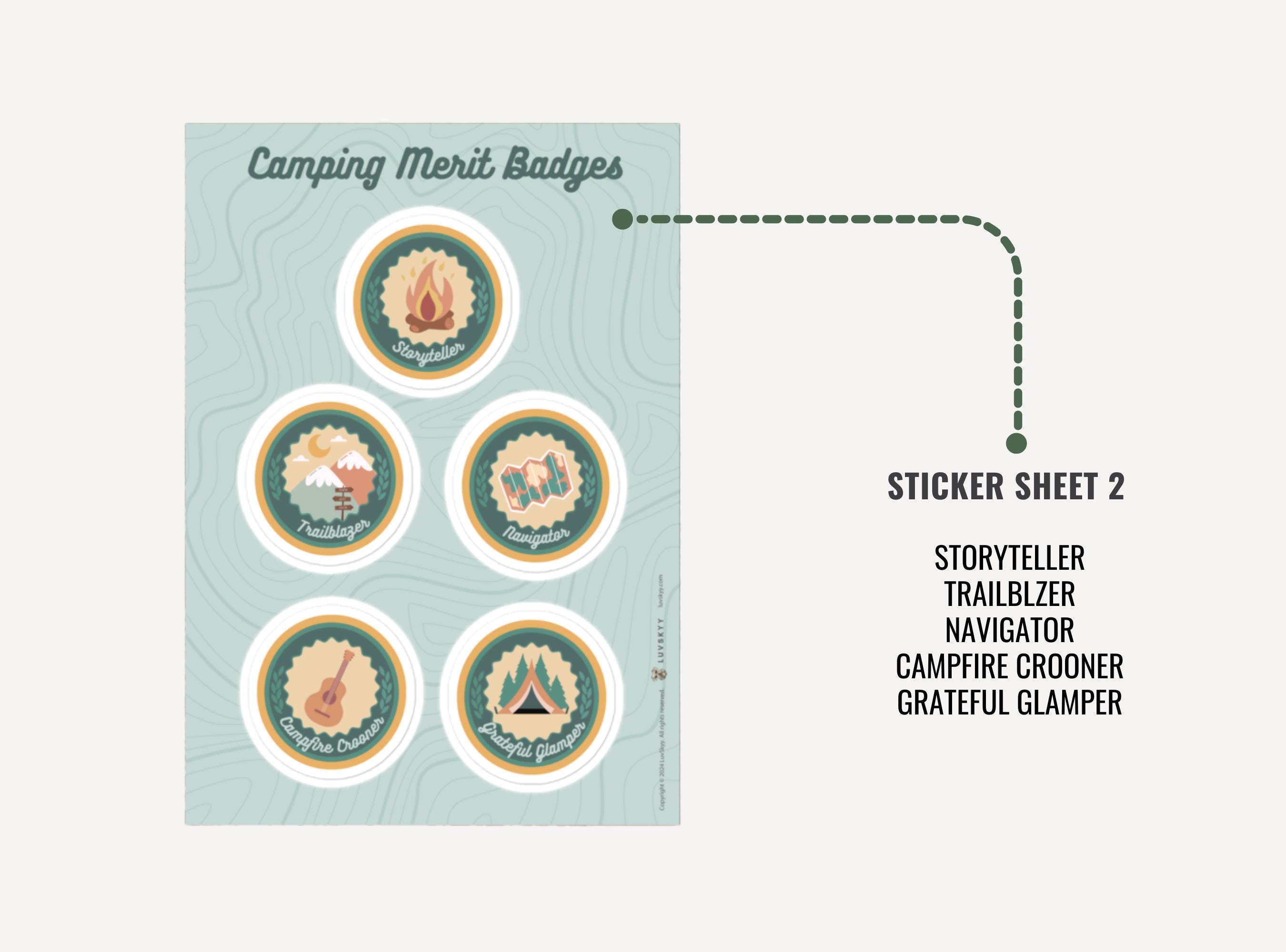 Camping Outdoor Merit Badge Stickers | Party Favors for Camp ...