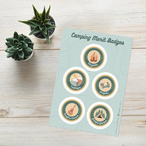 Camping Outdoor Merit Badge Stickers | Party Favors for Camp ...