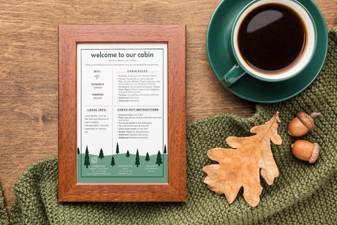 Editable Cabin Rental Welcome Sign Vacation Property - Etsy