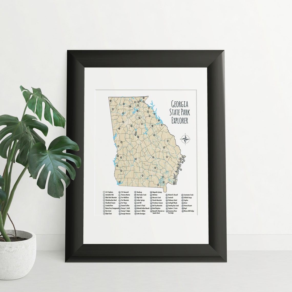Georgia State Parks Map Georgia State Parks Checklist Hiking - Etsy