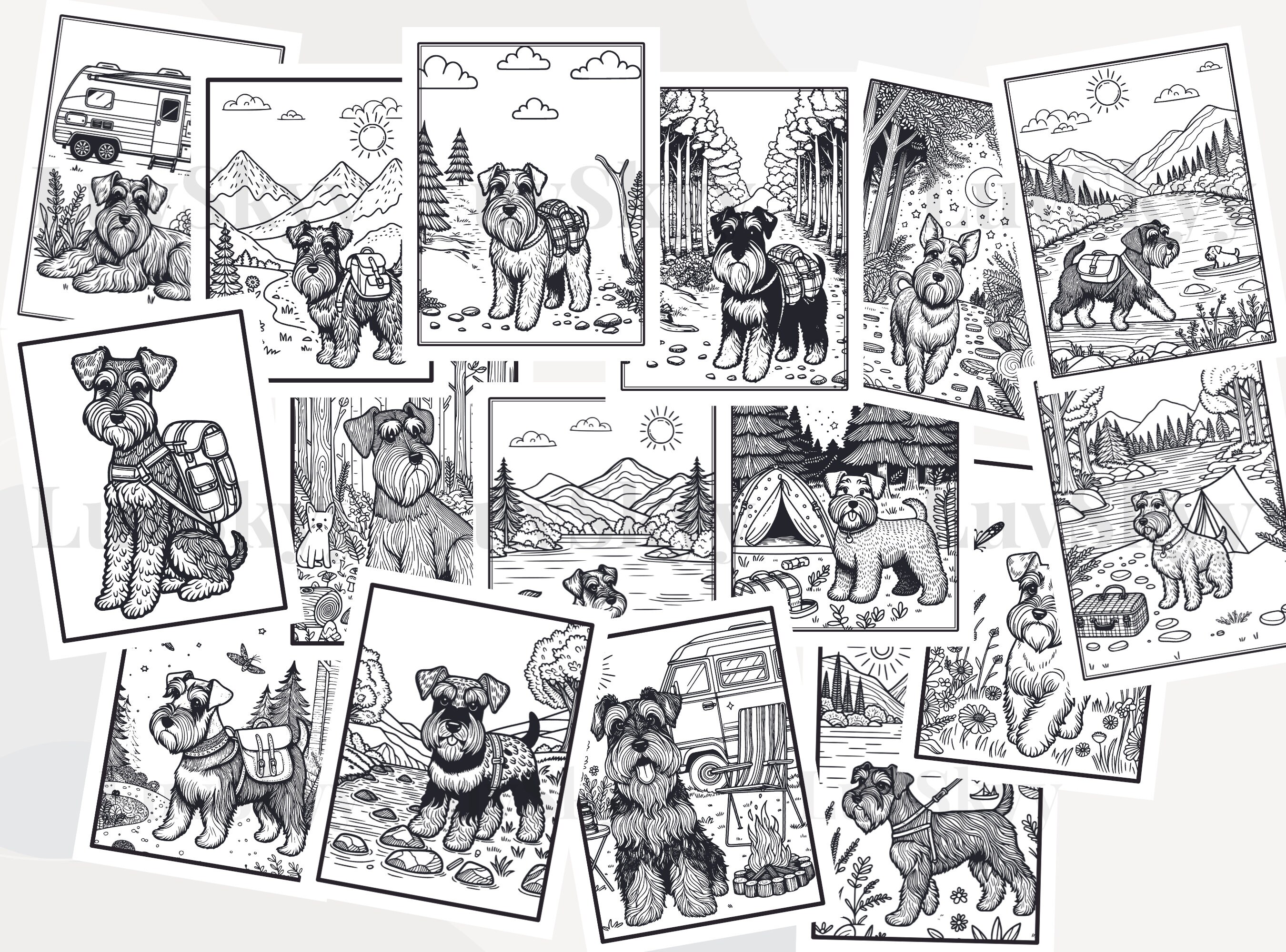 Dogs in Nature Digital Coloring Pages, Printable Worksheets, Forestcore ...