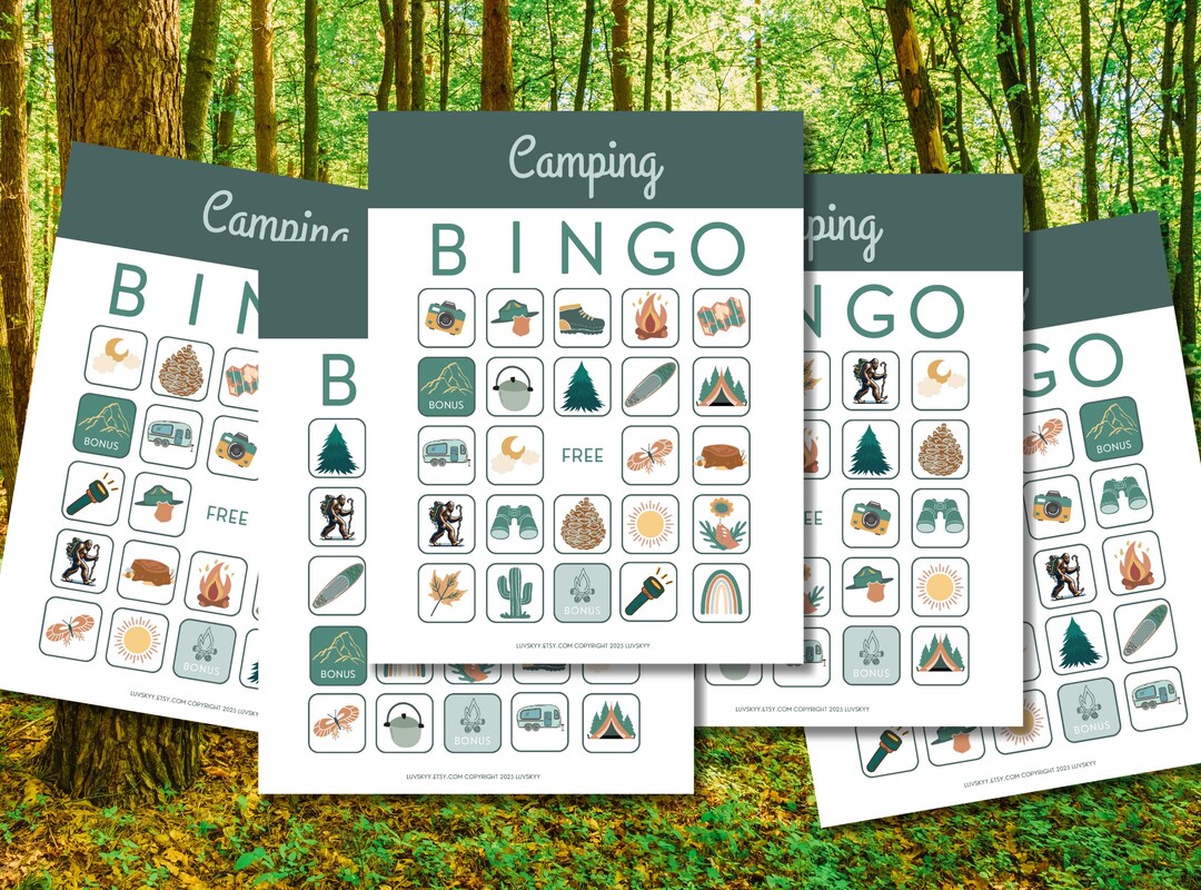 Camping Bingo Game Printable, Nature Birthday, RV Family Road Trip ...
