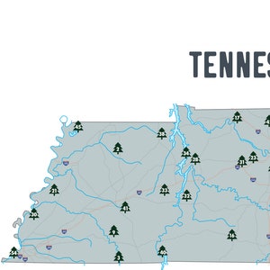 Tennessee State Parks Map, Tennessee State Parks Checklist, Hiking Gift ...