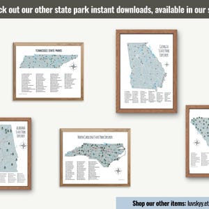 Tennessee State Parks Map Printable Gift, State Parks Checklist for ...