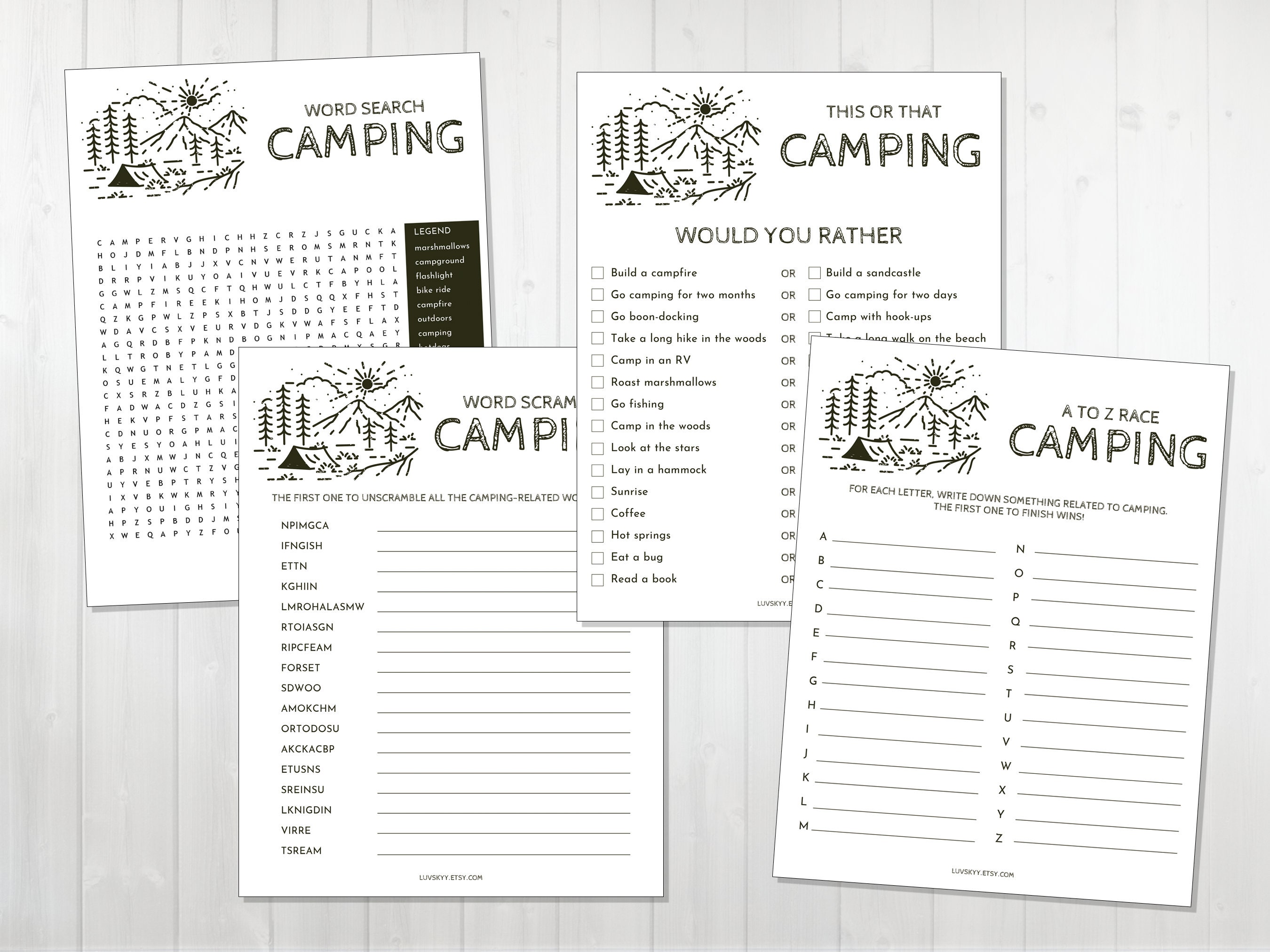Fun Camping Printables for Classroom and Outdoor Adventures Team ...