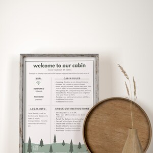Editable Cabin Rental Welcome Sign, Vacation Rental Property Template ...
