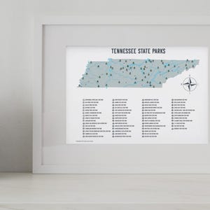 Tennessee State Parks Map Printable Gift, State Parks Checklist for ...