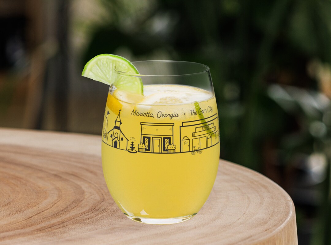 Historic Marietta Square Landmarks Stemless Wine Glass Housewarming or ...
