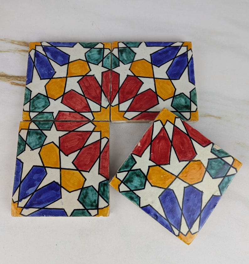 Traditional Moroccan Zellige Beldi Tiles. Handmade 4"x4" Tiles Crafted ...