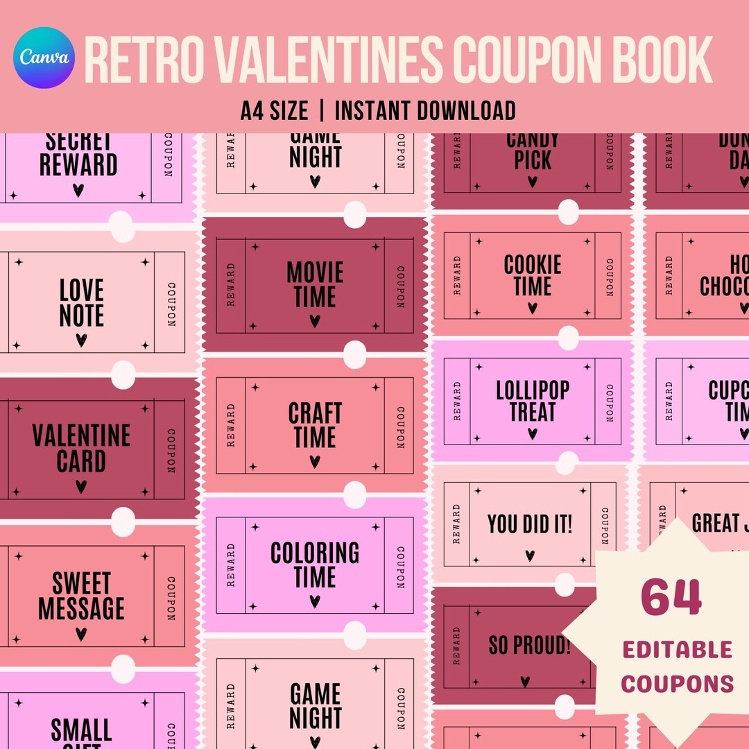 Editable Valentine Reward Coupon Book for Kids, Fun Love Reward for ...