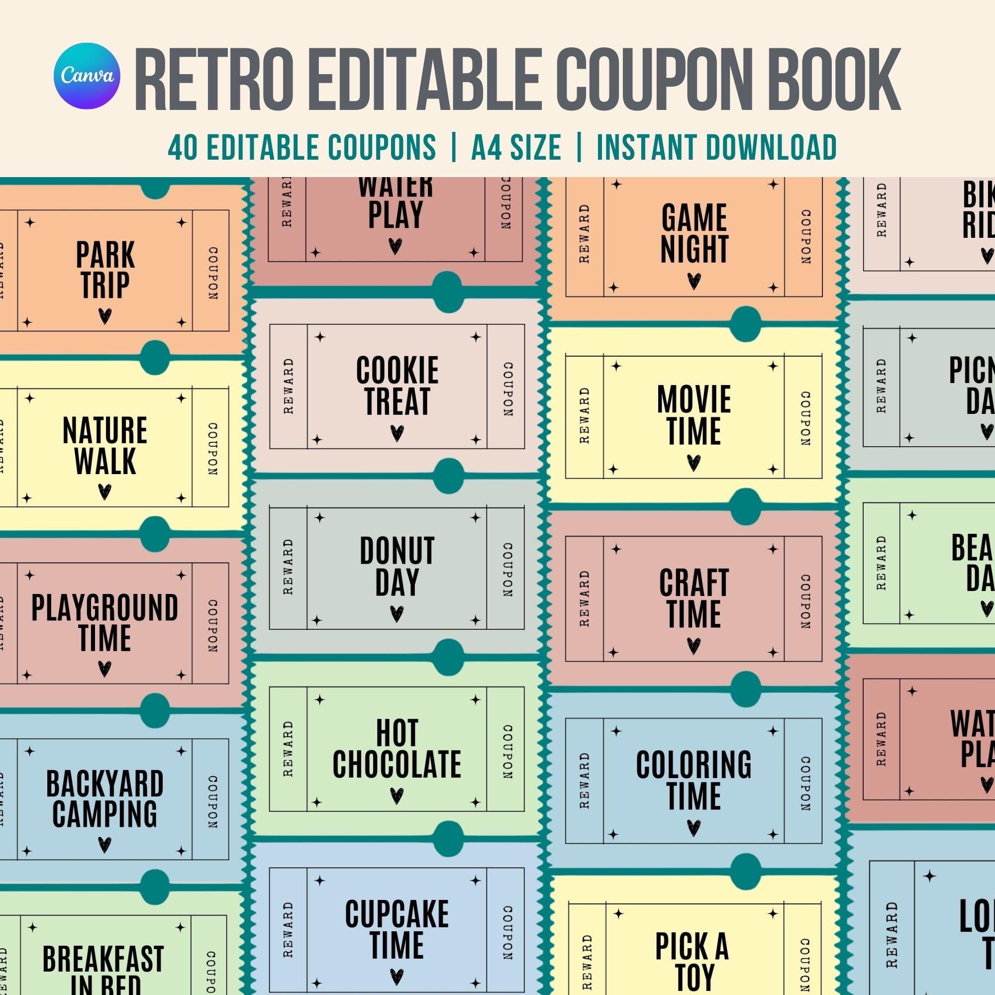 Editable Coupon Book Template for Kids Reward, Reward for Kids Good ...