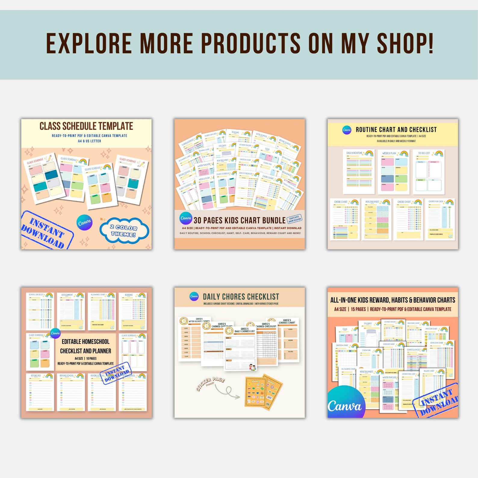 Kids Chore Chart With Rewards and Bucks, Weekly Task, Daily Routine and ...