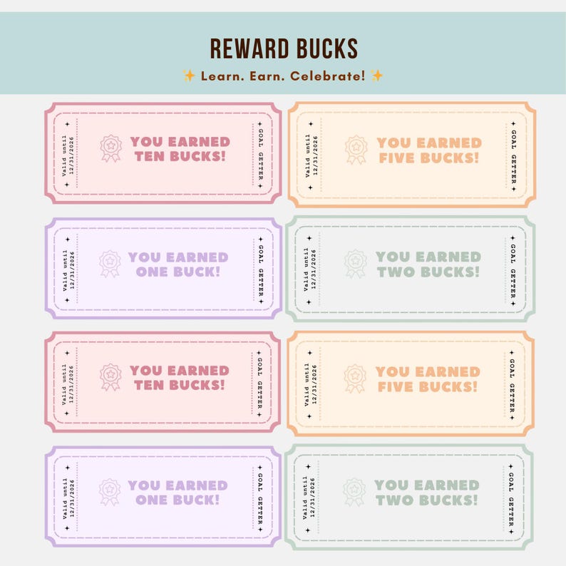 Kids Chore Chart With Rewards and Bucks, Weekly Task, Daily Routine and ...