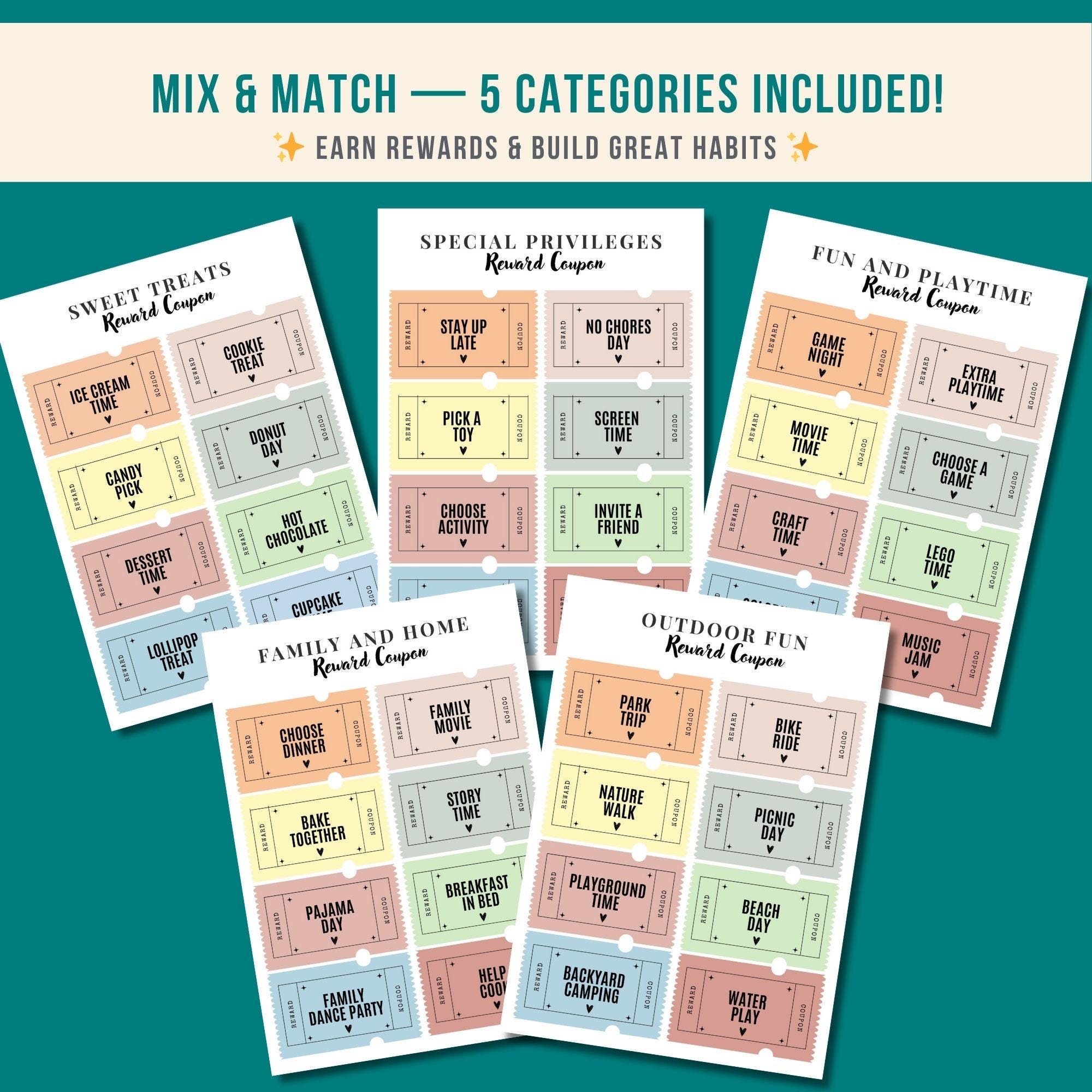 Editable Coupon Book Template for Kids Reward, Reward for Kids Good ...