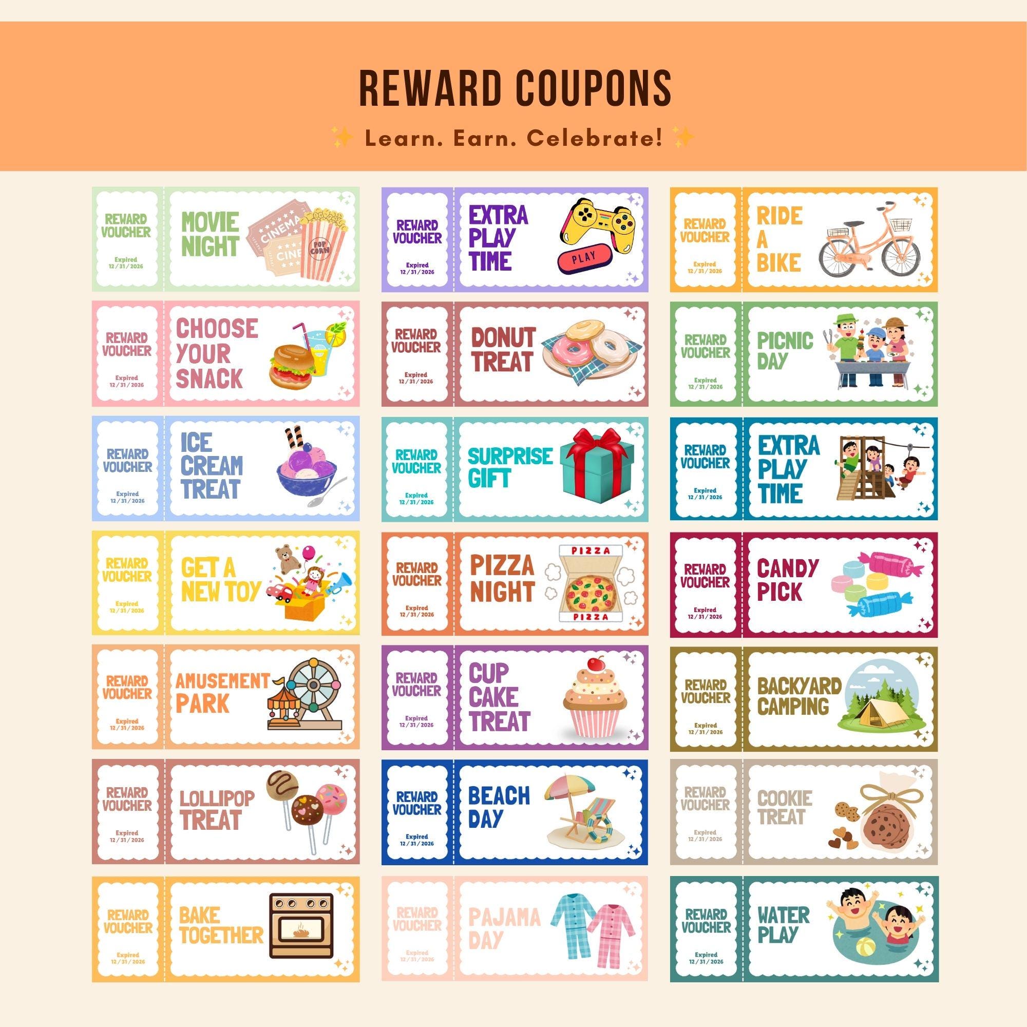 Editable Kids Chore Chart Bundle With Rewards Voucher, Responsibility ...