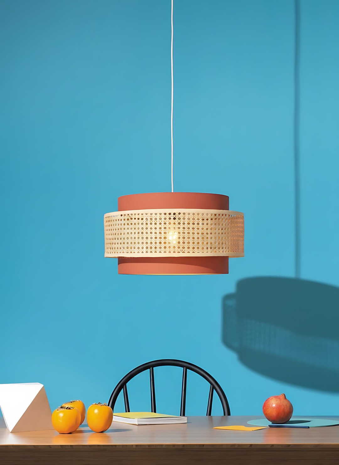 Cane Pendant Light Modern Woven Ceiling Lamp — Handcrafted Cane ...