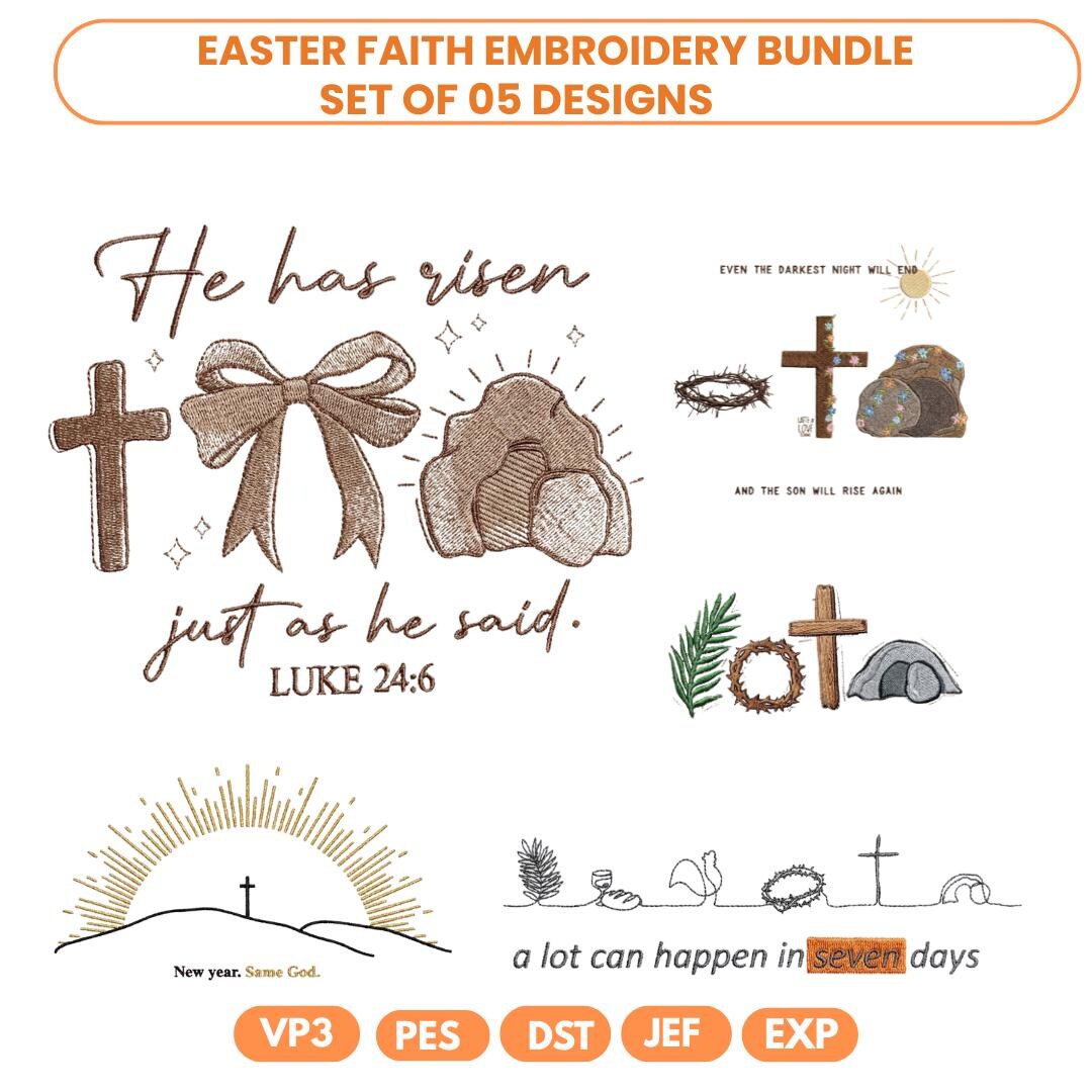 He Has Risen Embroidery Designs Set, Christian Easter Faith Quotes With ...