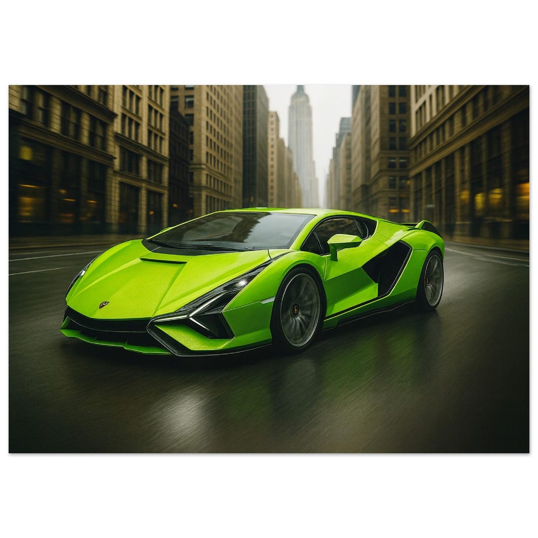 Lamborghini Sián FKP37 - Lime Green - Print | Rainy New York | Supercar ...