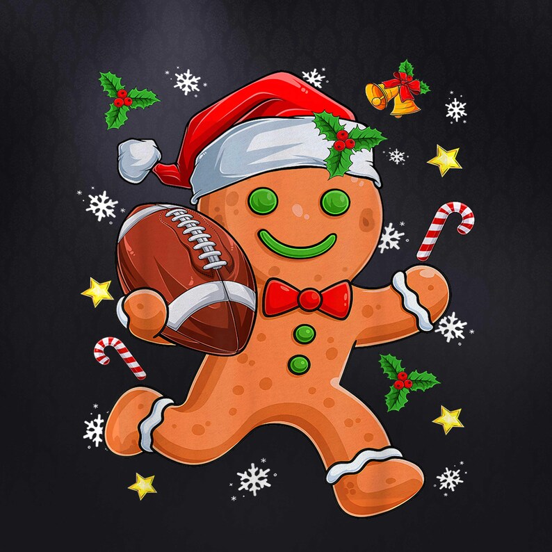 Football Gingerbread Man PNG Sublimation | Christmas Gridiron Cookie ...