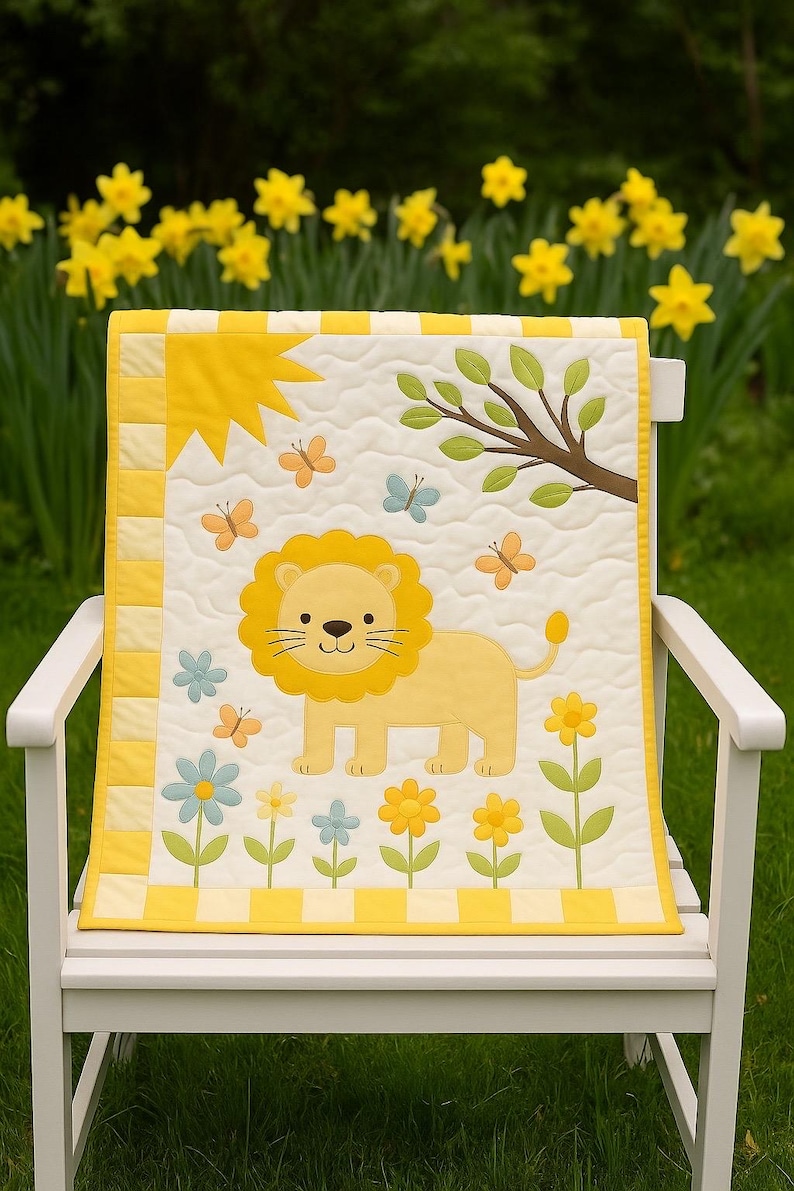 Lion Appliqué Quilt PDF Pattern: Nursery Quilt and Wall Hanging ...