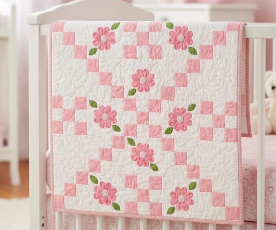 Blooming Beauty Baby Quilt PDF Pattern|applique Flower Quilt Pattern at ...