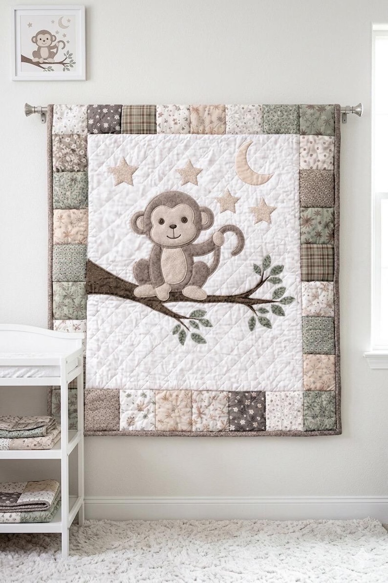 Merry Monkey Baby Quilt Pattern PDF | Nursery Quilt Pattern| A4, US ...