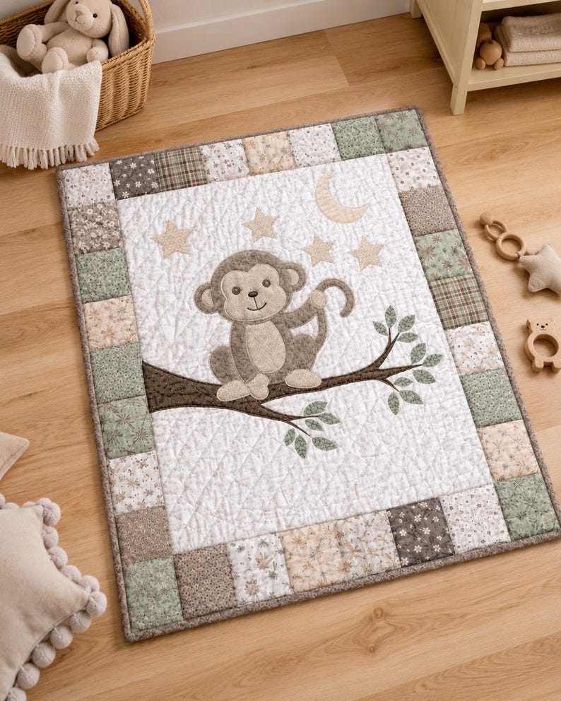 Merry Monkey Baby Quilt Pattern PDF | Nursery Quilt Pattern| A4, US ...