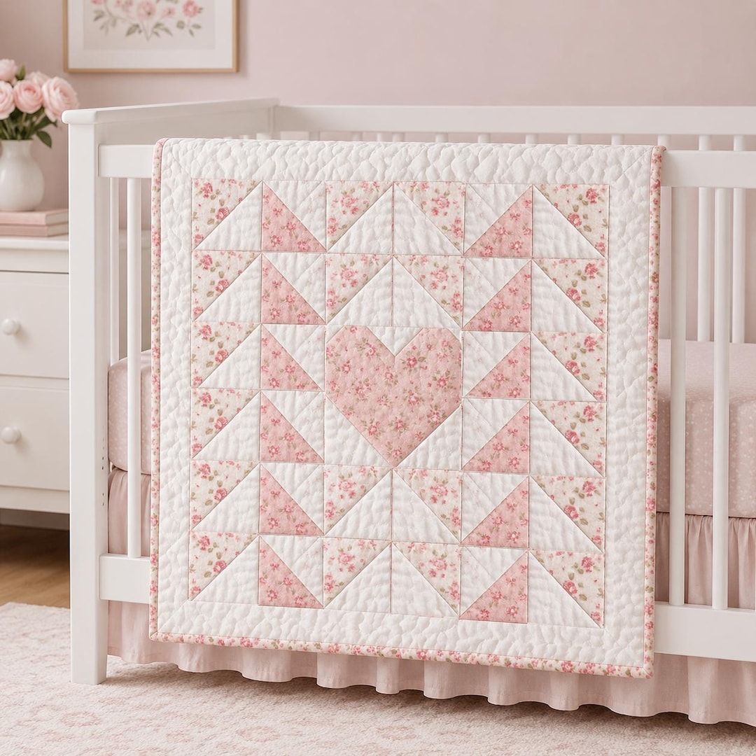 Heart Hug Baby Quilt Pattern PDF | Beginner Floral Heart Quilt | Half ...