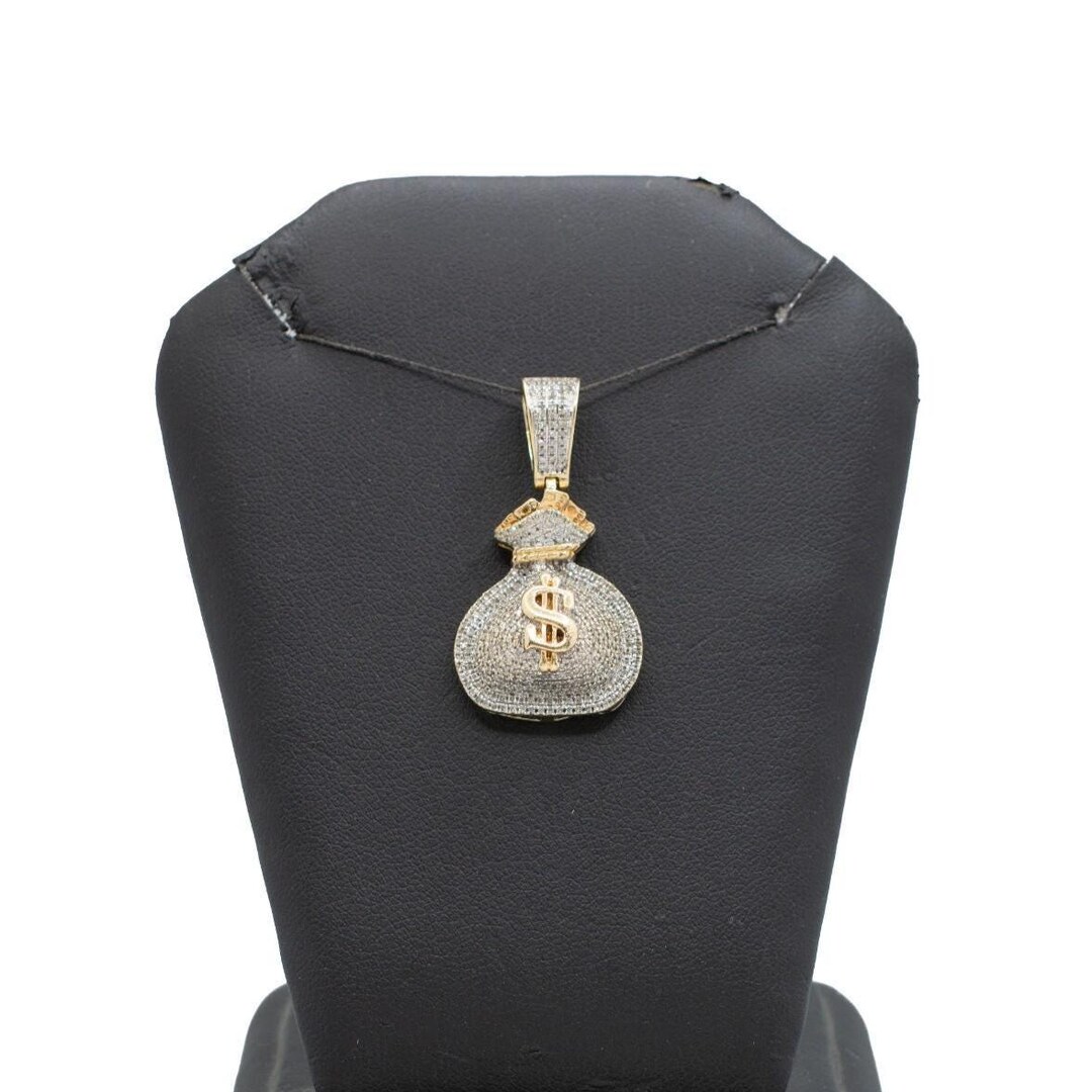Iced Out Diamond Money Bag Pendant: Solid Gold Hip Hop Dollar Sign - Etsy