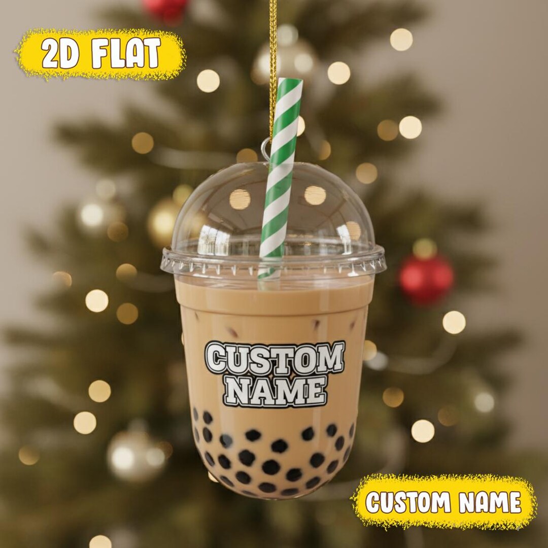 Personalized Bubble Tea Boba Christmas Ornament, Bubble Tea Lover Gift ...