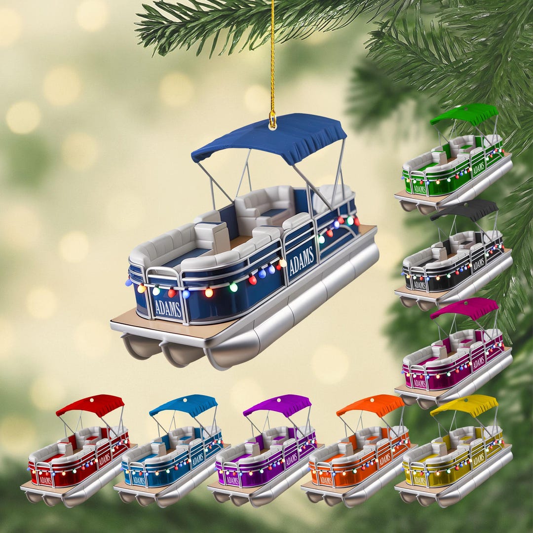 Personalized Pontoon Boat Christmas Ornament, Custom Boating Ornament ...