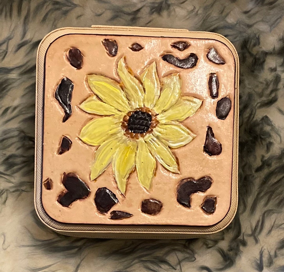 Cute Travel Jewelry Box Top is Covered With Real Hand Tooled - Etsy