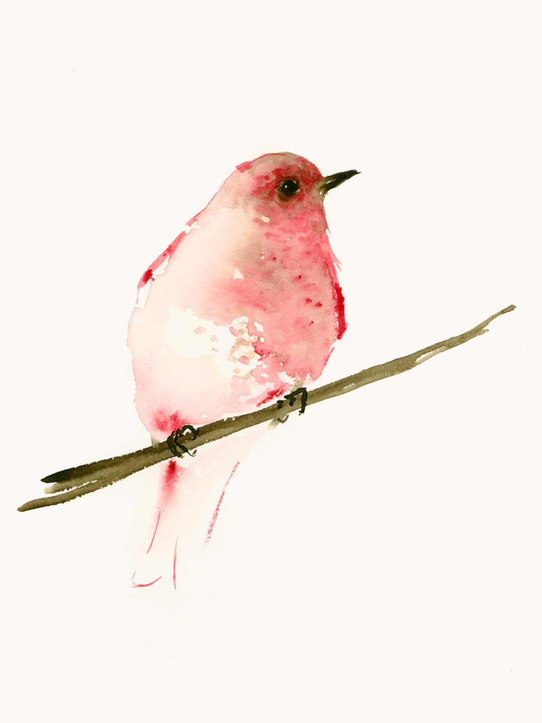Bird Watercolor Print Raspberry Red Bird - Bird Gifts - Etsy