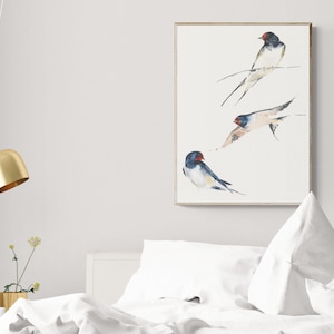 Barn Swallows Watercolor Art Print - Swallows Wall Art - Etsy
